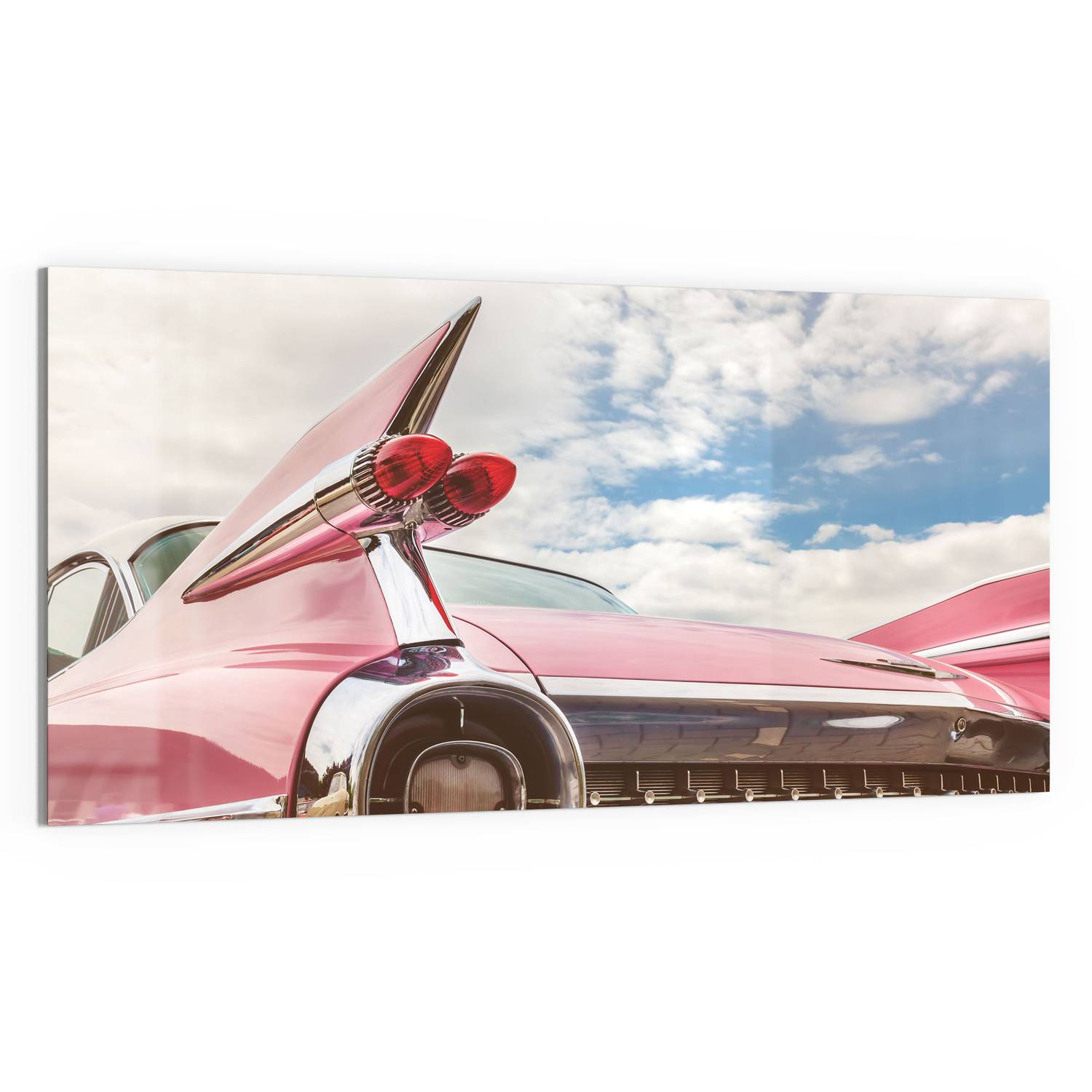Klimafreundliches Glas-Whiteboard mit 59er Cadillac Motiv - DEQORI